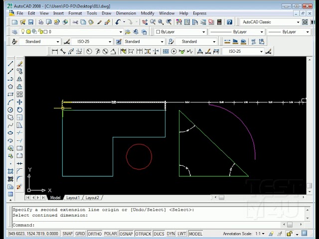 فیلم آموزشی: autocad - dimcontinue - فیلم های اتوکد