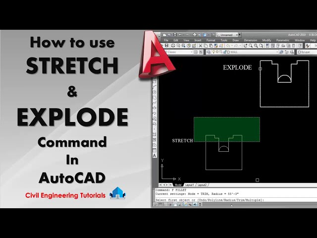 فیلم آموزشی Autocad 16 نحوه استفاده از دستور Stretch And Explode در اتوکد اصول اتوکد فیلم