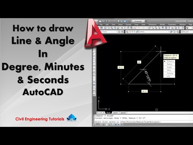 فیلم آموزشی: autocad #20 - نحوه رسم خط و زاویه بر حسب درجه، دقیقه و ثانیه در اتوکد | اصول اتوکد ...