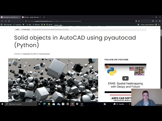 فیلم آموزشی [en 83] اجسام جامد با Pyautocad، Python برای Autocad با