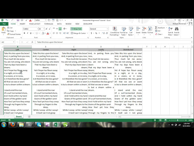 فیلم آموزشی Excel For Noobs قسمت 43 تراز افقی متن به چپ به راست توجیه توزیع شده Excel 2016 