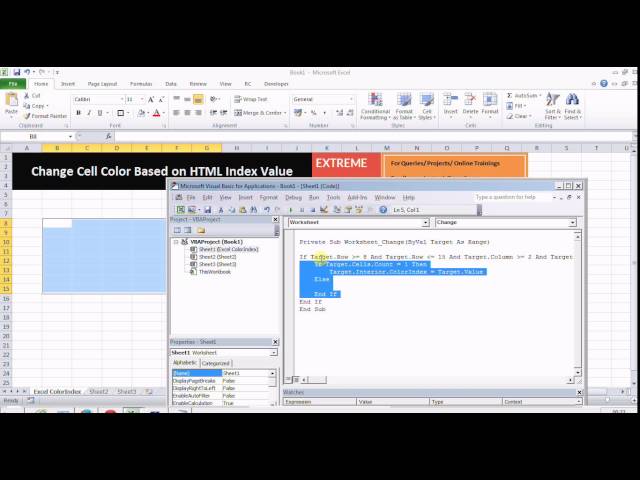 فیلم آموزشی Excel Vba تغییر رنگ سلول با مقدار Colorindex با زیرنویس