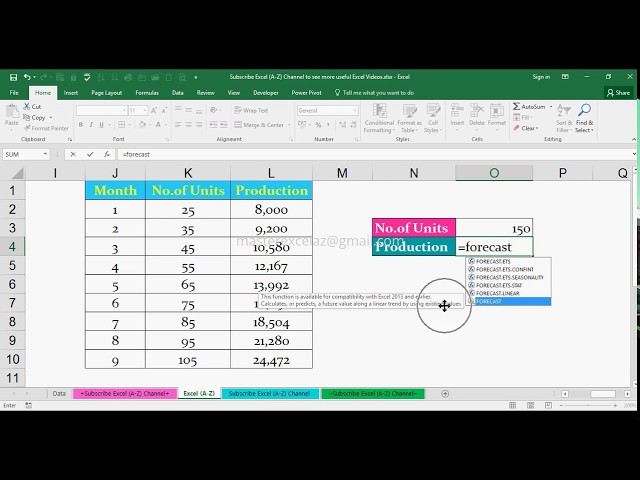 فیلم آموزشی: نحوه پیش بینی تعداد تولید با استفاده از فرمول در MS Excel 2016 - فیلم های آموزش ...