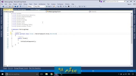 فیلم آموزش ساخت فرم Login (ورود) Metro با دیتابیس SQL با سی شارپ #C - آموزش سی شارپ c#.net لرن ...