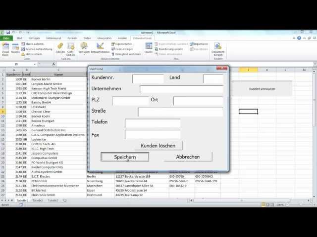 فیلم آموزشی Excel Vba Userform Textbox Adresen Verwalten Teil 2