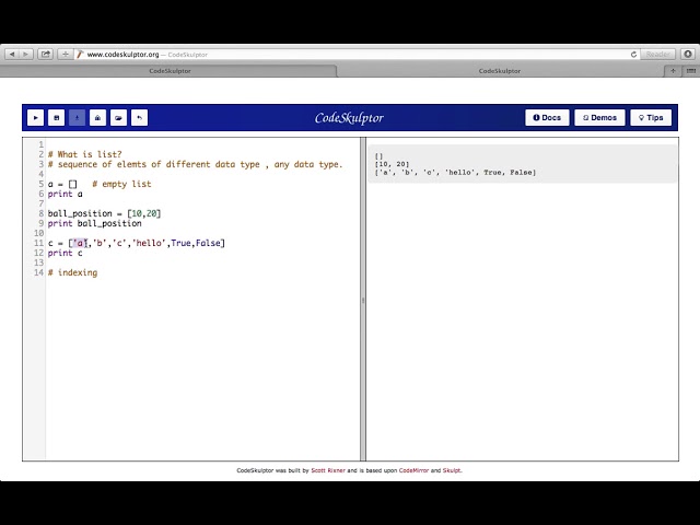 فیلم آموزشی: برنامه نویسی پایتون - اصول اولیه را با استفاده از Codeskulptor فهرست می کند با ...