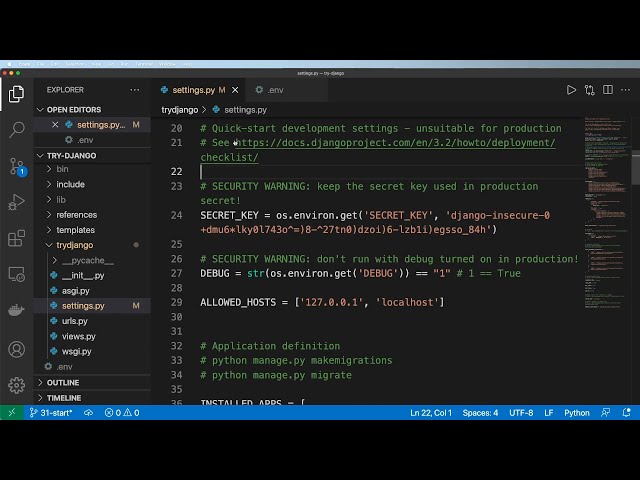 فیلم آموزشی 31 Environment Variables And Dotenv Python And Django 32 Tutorial Series با 