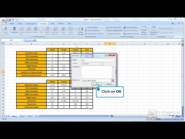 فیلم آموزشی چگونه با Excel 2007 نام ها را در فرمول ها تعریف و استفاده