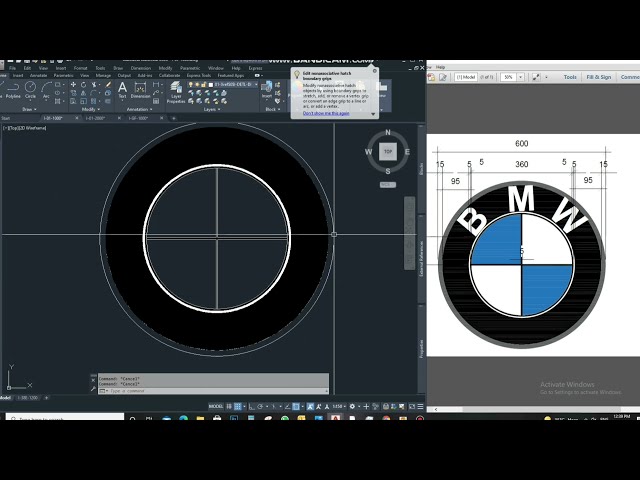 فیلم آموزشی: نحوه ساخت لوگوی bmw در اتوکد#autocad#bmw#logo - فیلم های اتوکد